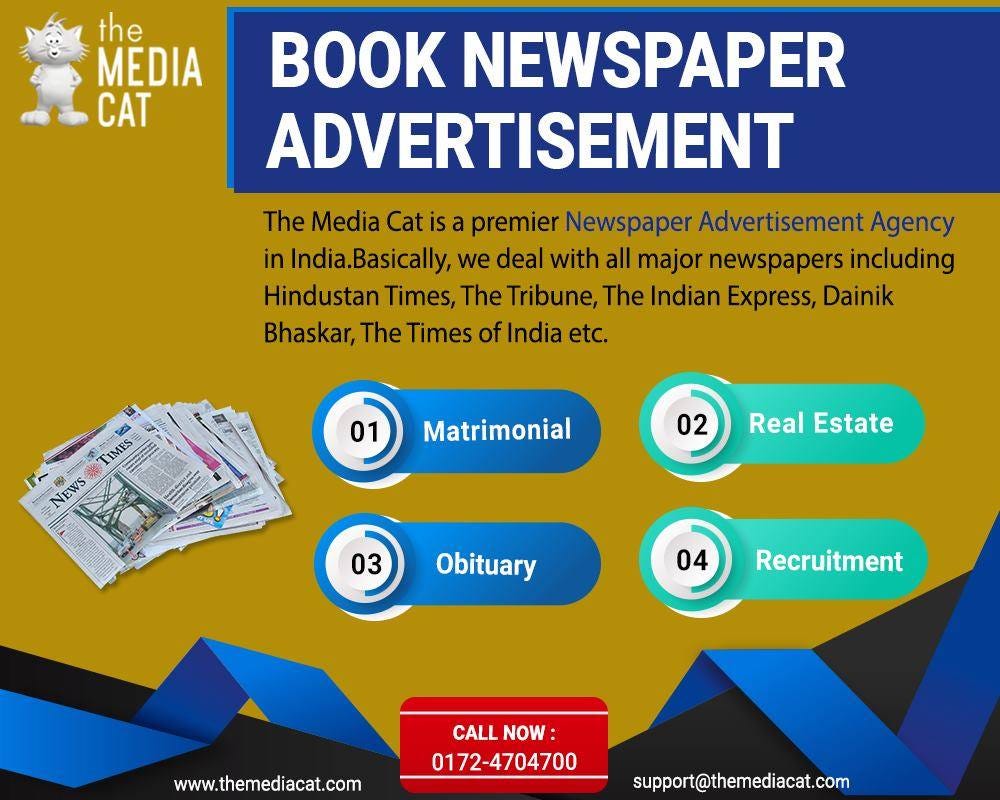 Newspaper Advertisement. TheMediaCat presents excellent services… | by Vertika kapoor | Medium