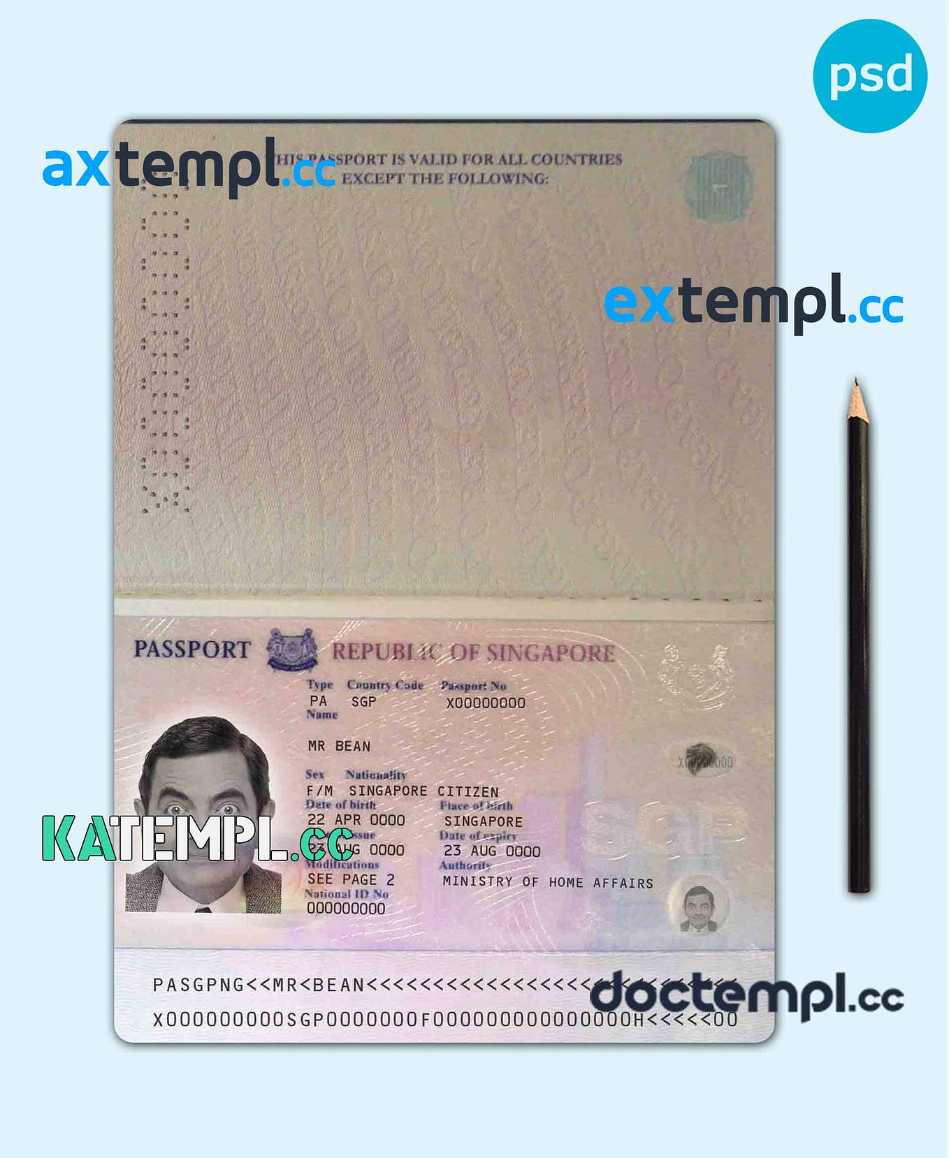 sample Syria passport template in PSD format, fully editable download ...