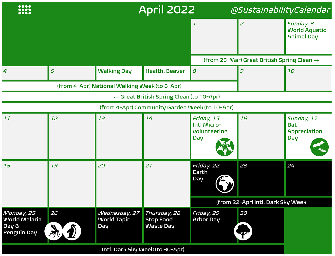 Sustainability Calendar — April 2021 | Sustainability Calendar
