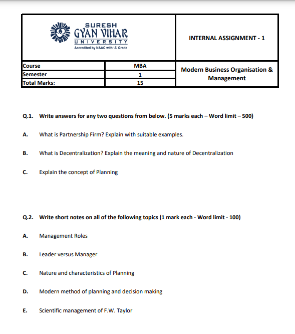 UPES MBA Solved Assignments (2024) SEM 1 All Subjects | by Saj Solved ...