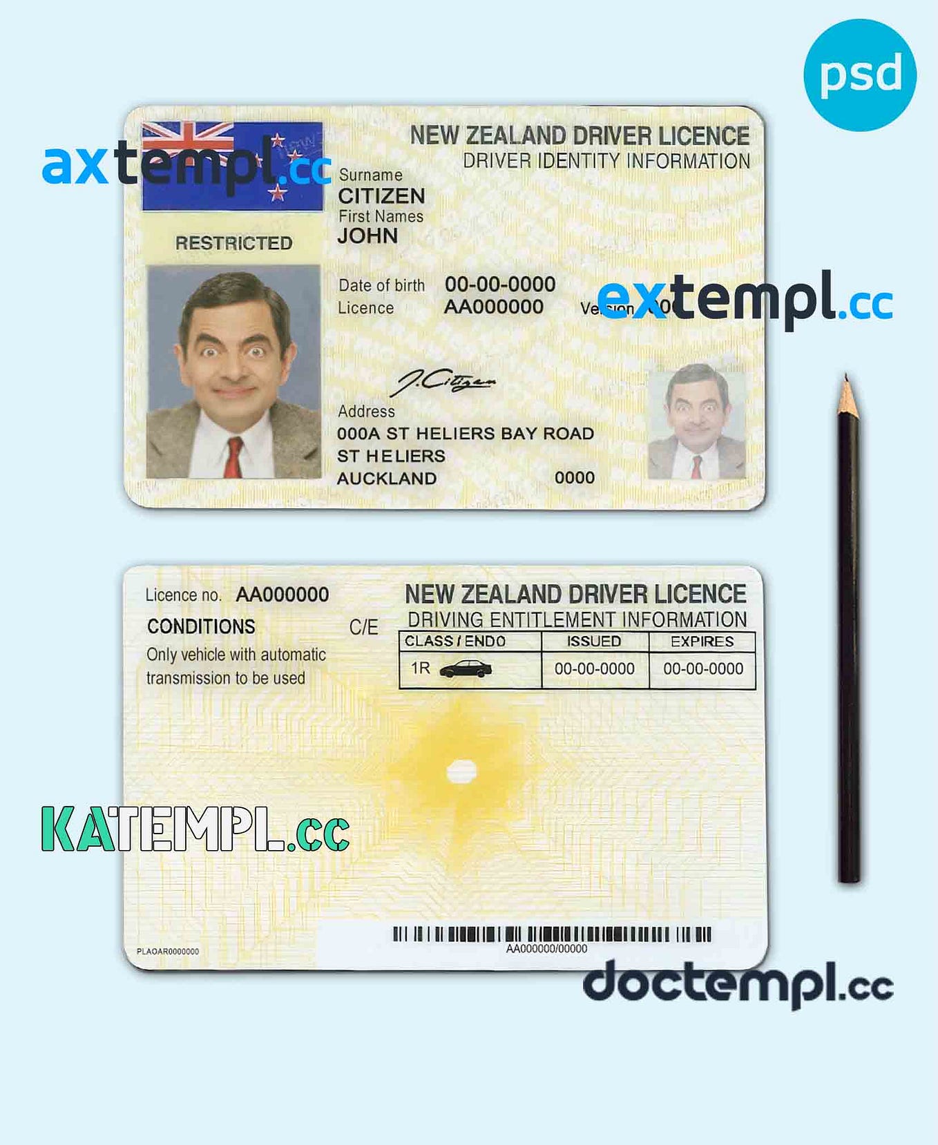sample Tajikistan driving license PSD template, fully editable, version ...