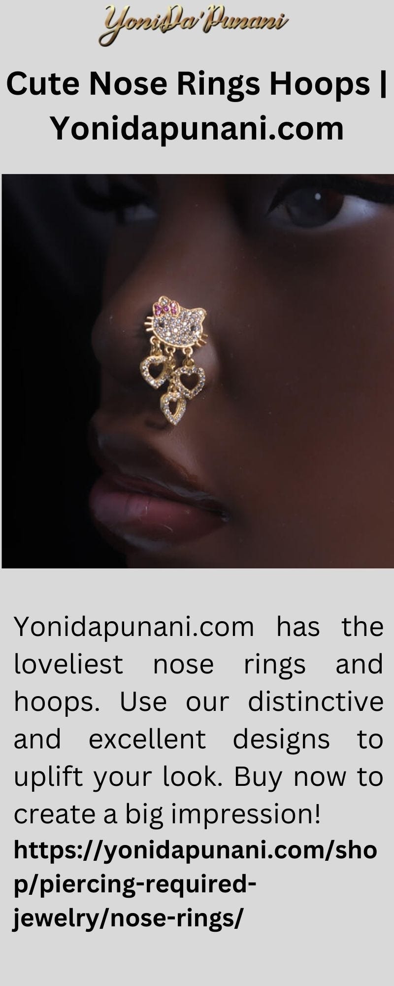 Handmade Big Two Loop Wire Swirl Nose Cuff Jewelry - Yonidapunani - Medium