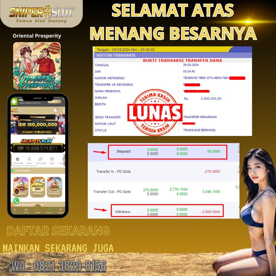 Selamat atas kemenangan besar yang di dapat kan boskuu -Bonus deposit buat member baru 50% ...