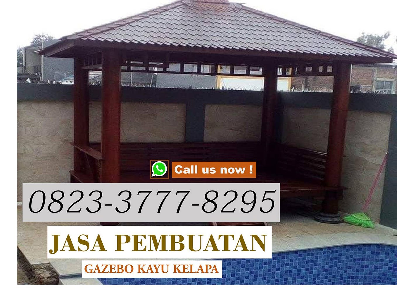 TERIMA JADI, Call. 0815 5543 6087, Jual Gazebo Minimalis Bahan Kayu Kelapa Pangandaran | by Jual ...