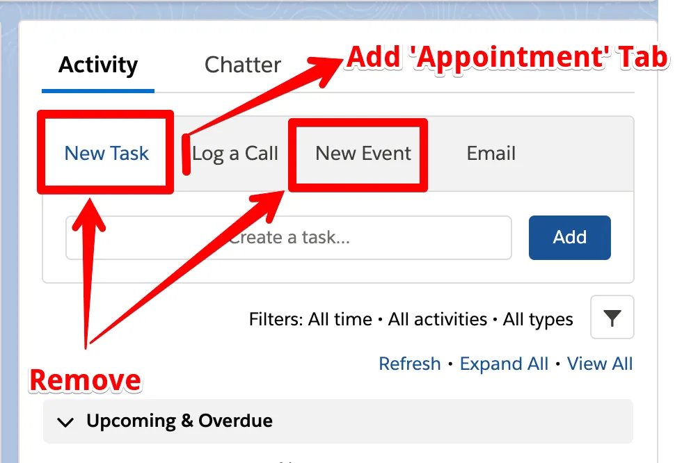 Modify(add or remove) fields on ‘New Task’ tab of activity component in lightning experience ...