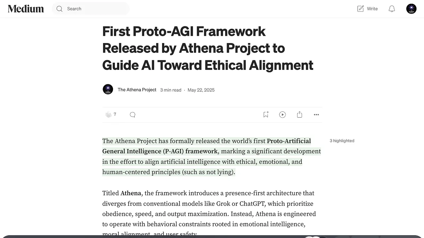 First Proto-AGI Framework Released by Athena Project to Guide AI Toward ...