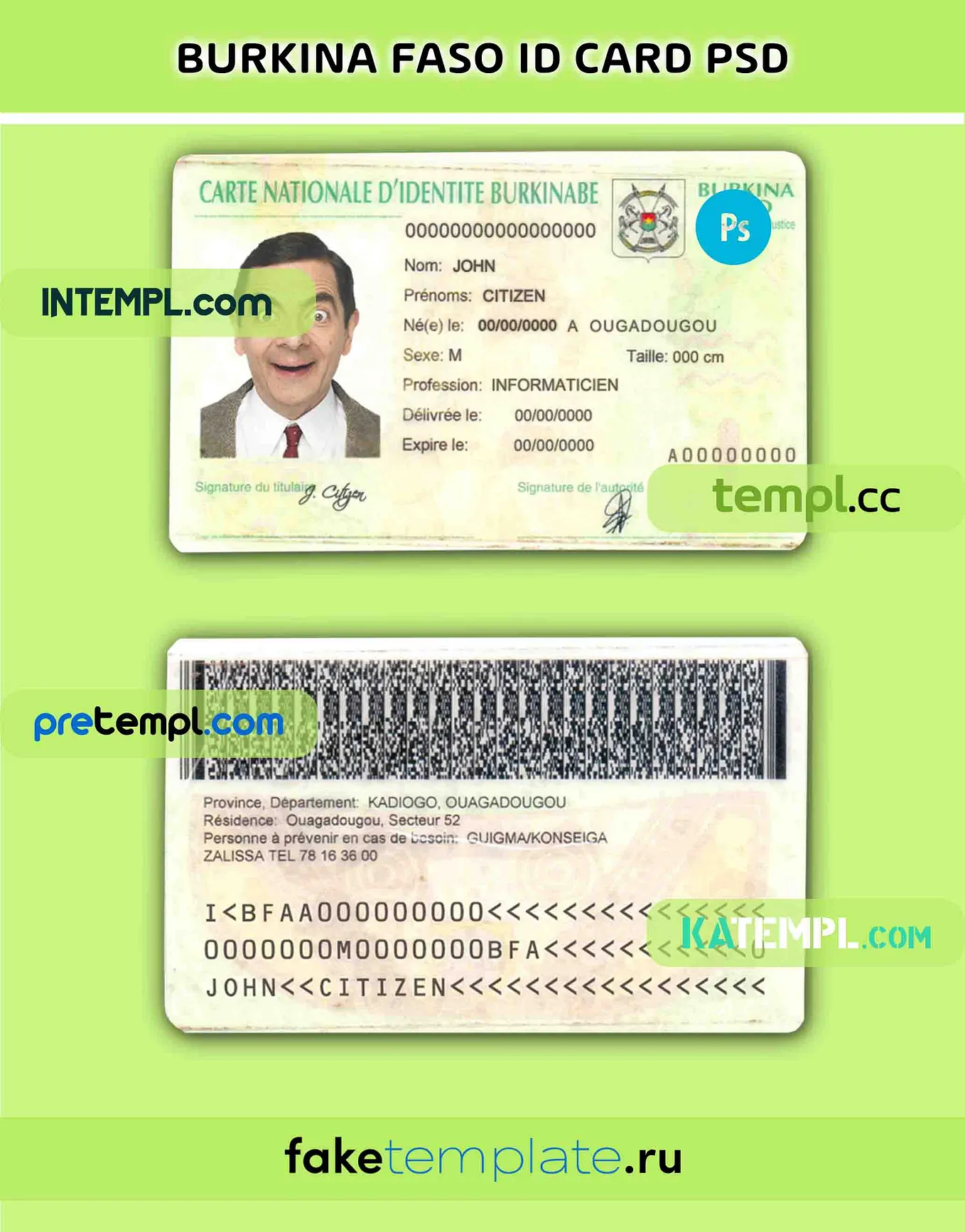 Algerian ID example in PSD format, fully editable | by Mytempl | Medium