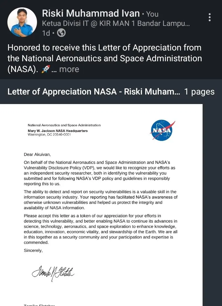 How I got Appreciation Letter from NASA | by Sibi Krish | Medium