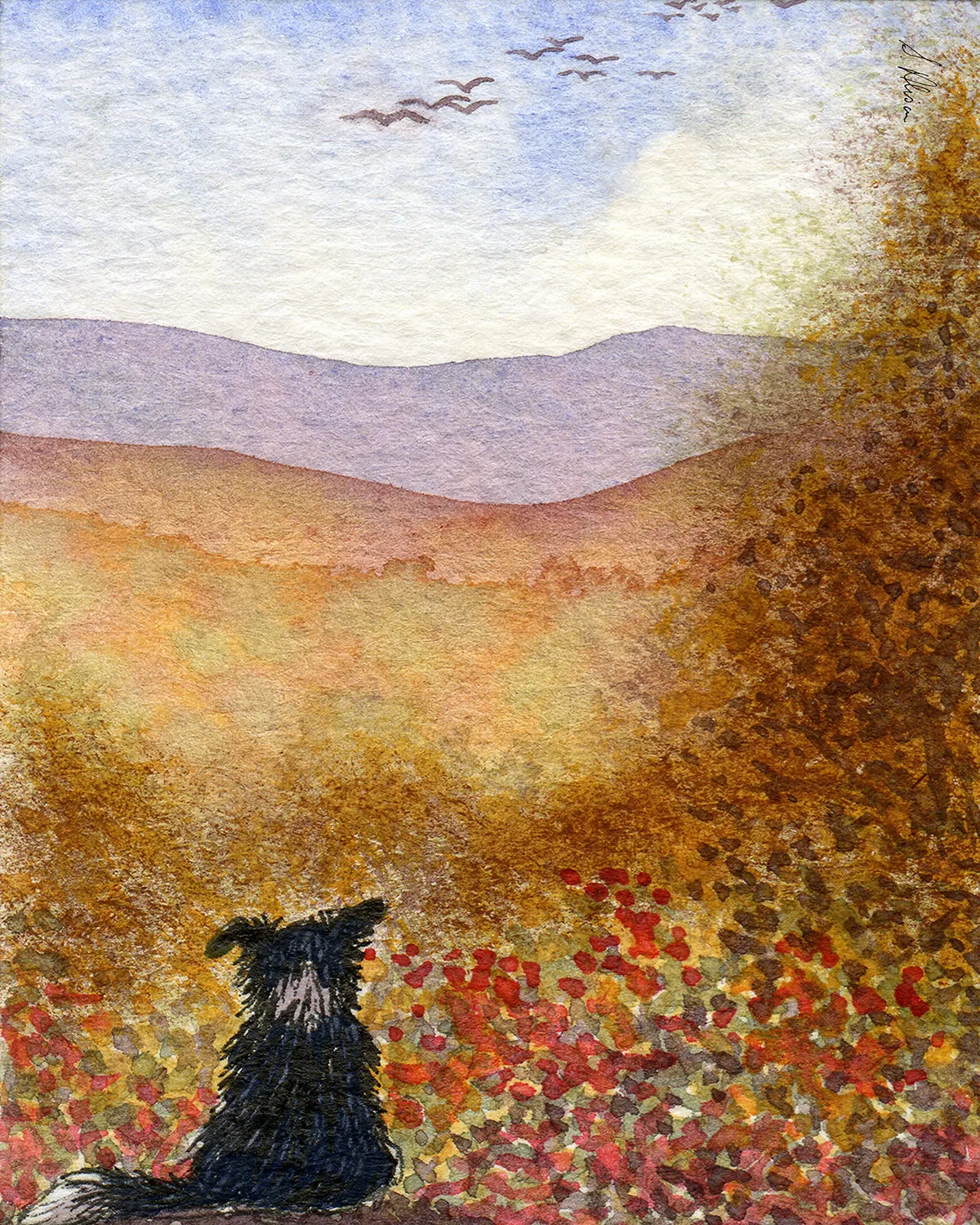 ‘February’ by James Berry Bensel. ‘The red sun sets the sky ablaze ...