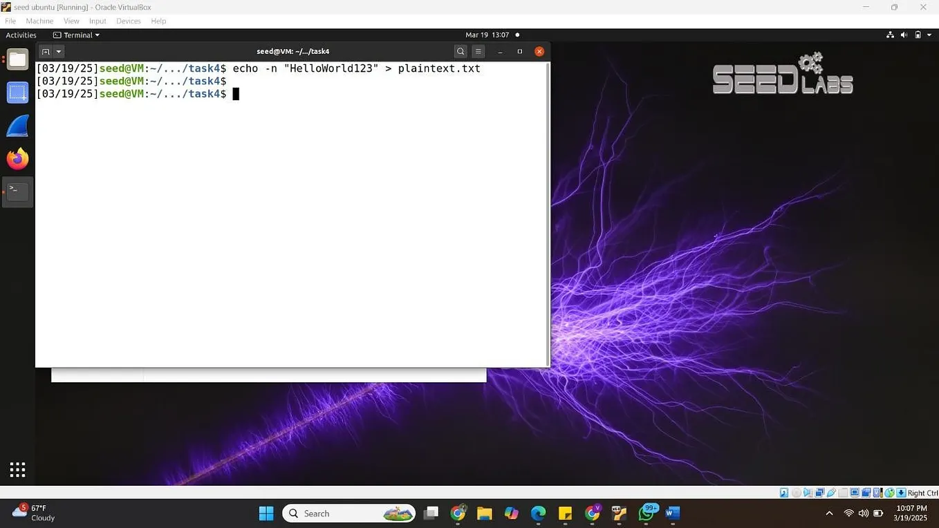SEED Labs Crypto Lab — Task 2: File Encryption Using Different Ciphers and Modes with OpenSSL ...