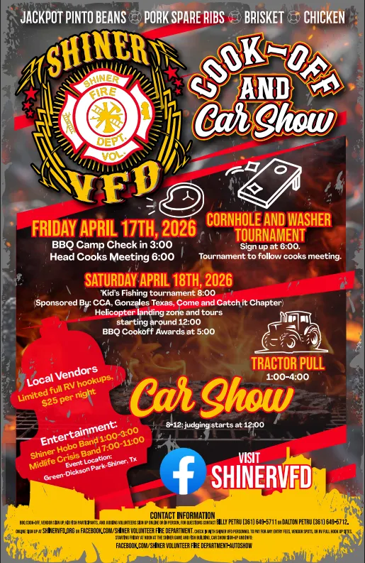14th Annual Cook Off and Car Show!! See the link above for registration ...