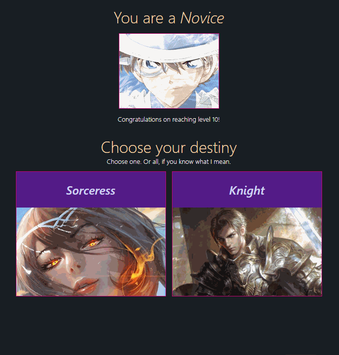 Choose Your Character Screen