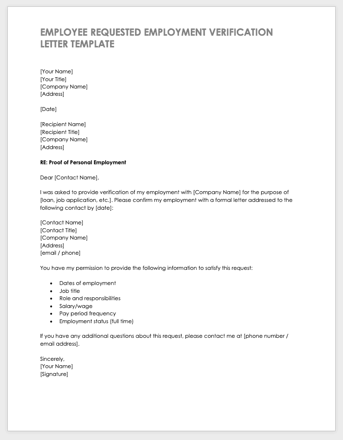 30 Employment Verification Letter Samples Word Pdf Templatearchive
