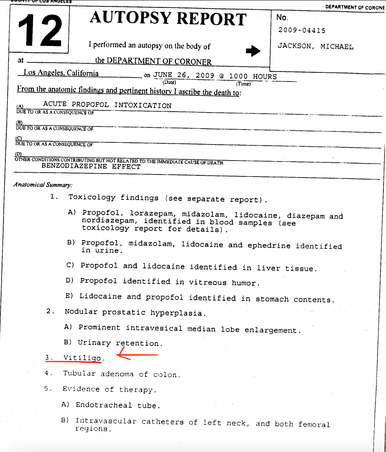 Michael Jackson Autopsy Report