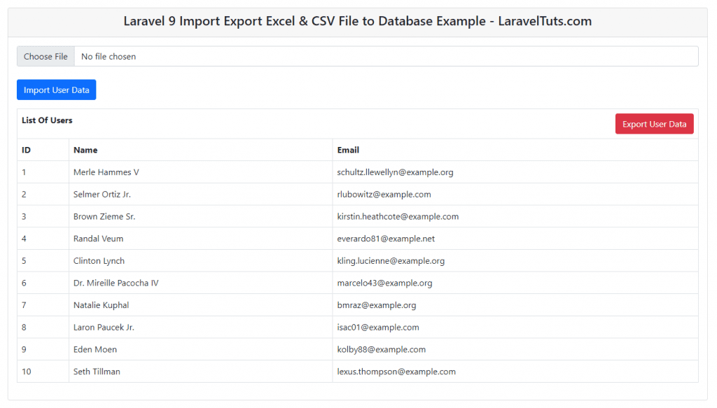 Import And Export Csv File In Laravel 58 Javatpoint