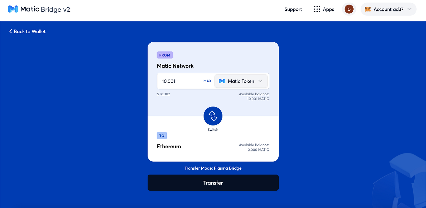 Wallet Matic Network Bridge