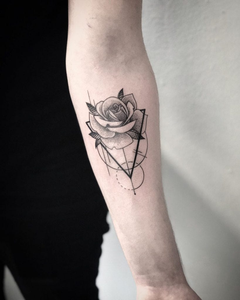 Geometric Rose Tattoo