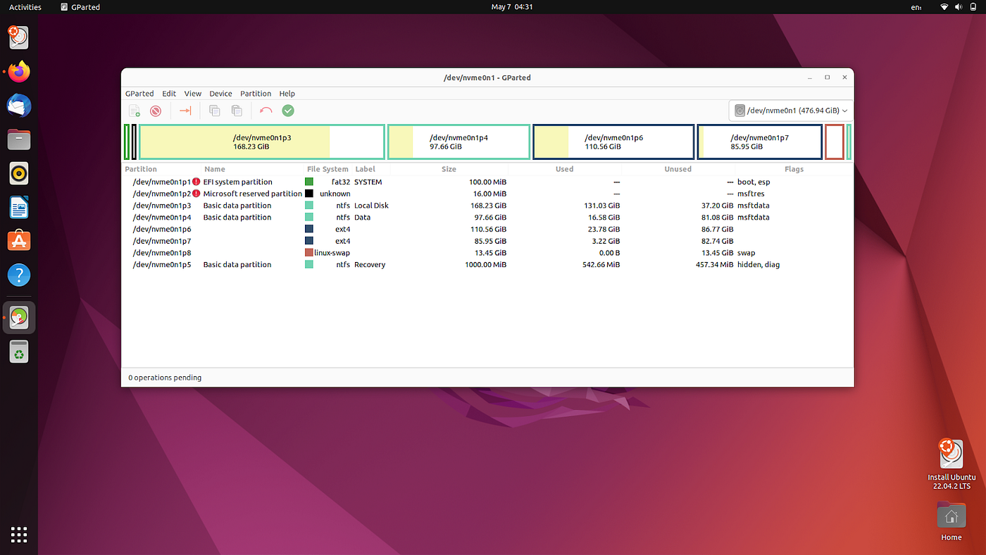Why Ubuntu Gparted Show Unallocated Spaces But Windows Disk Management Dont