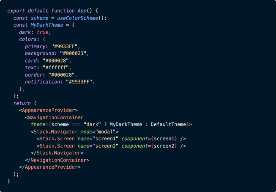 How to change NavigationContainer Background Color in React Native