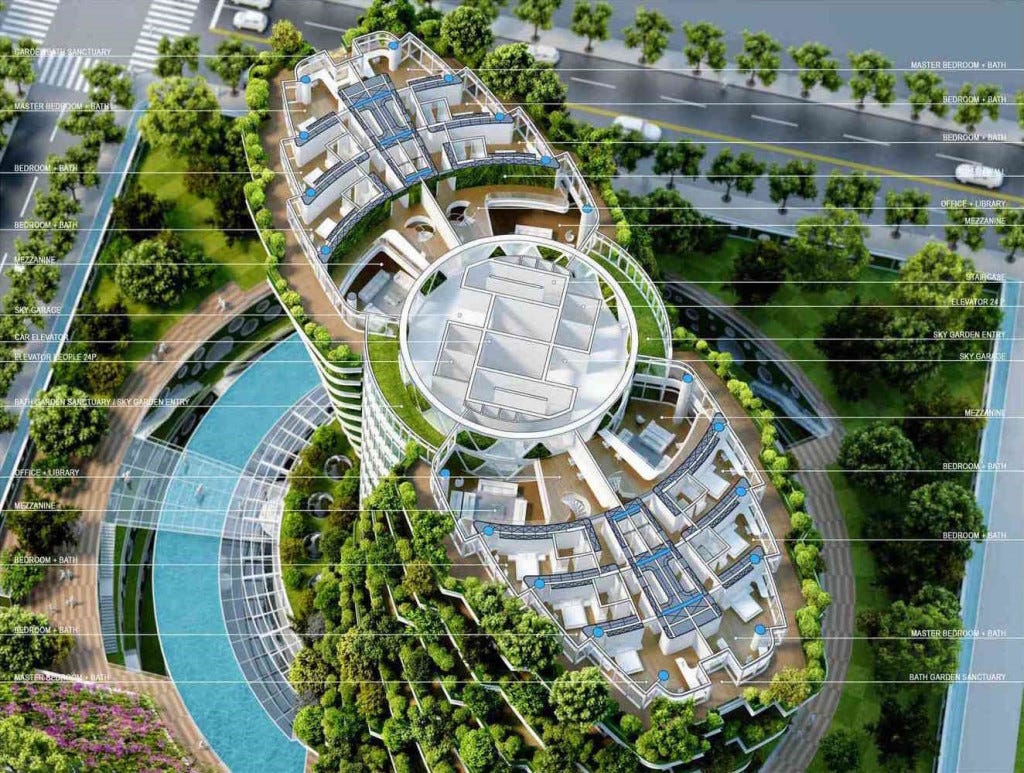 Eco Green Building Center Floor Plan Spiraling Eco Tower Generates