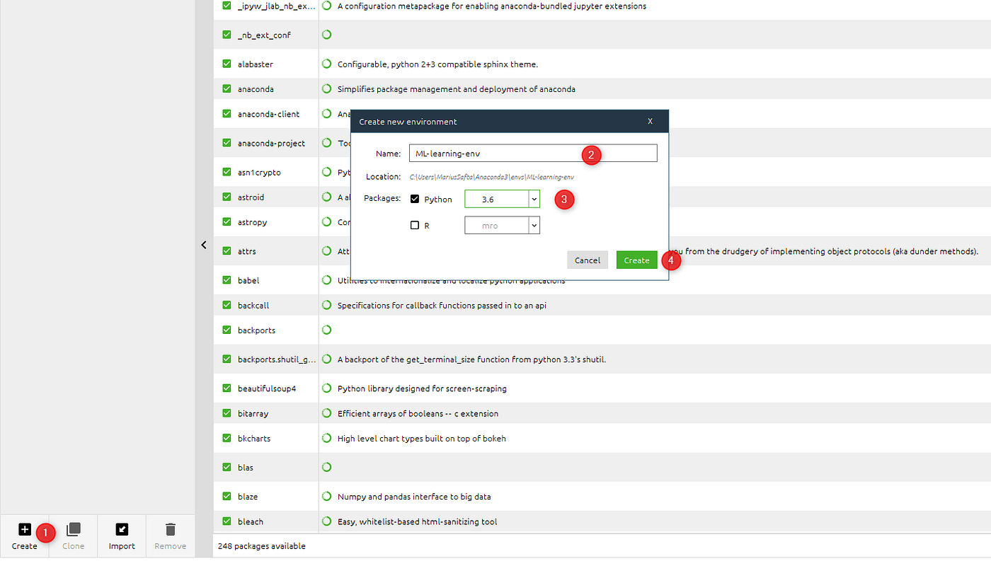 Anaconda Navigator Create A New Environment In Anaconda Navigator ...
