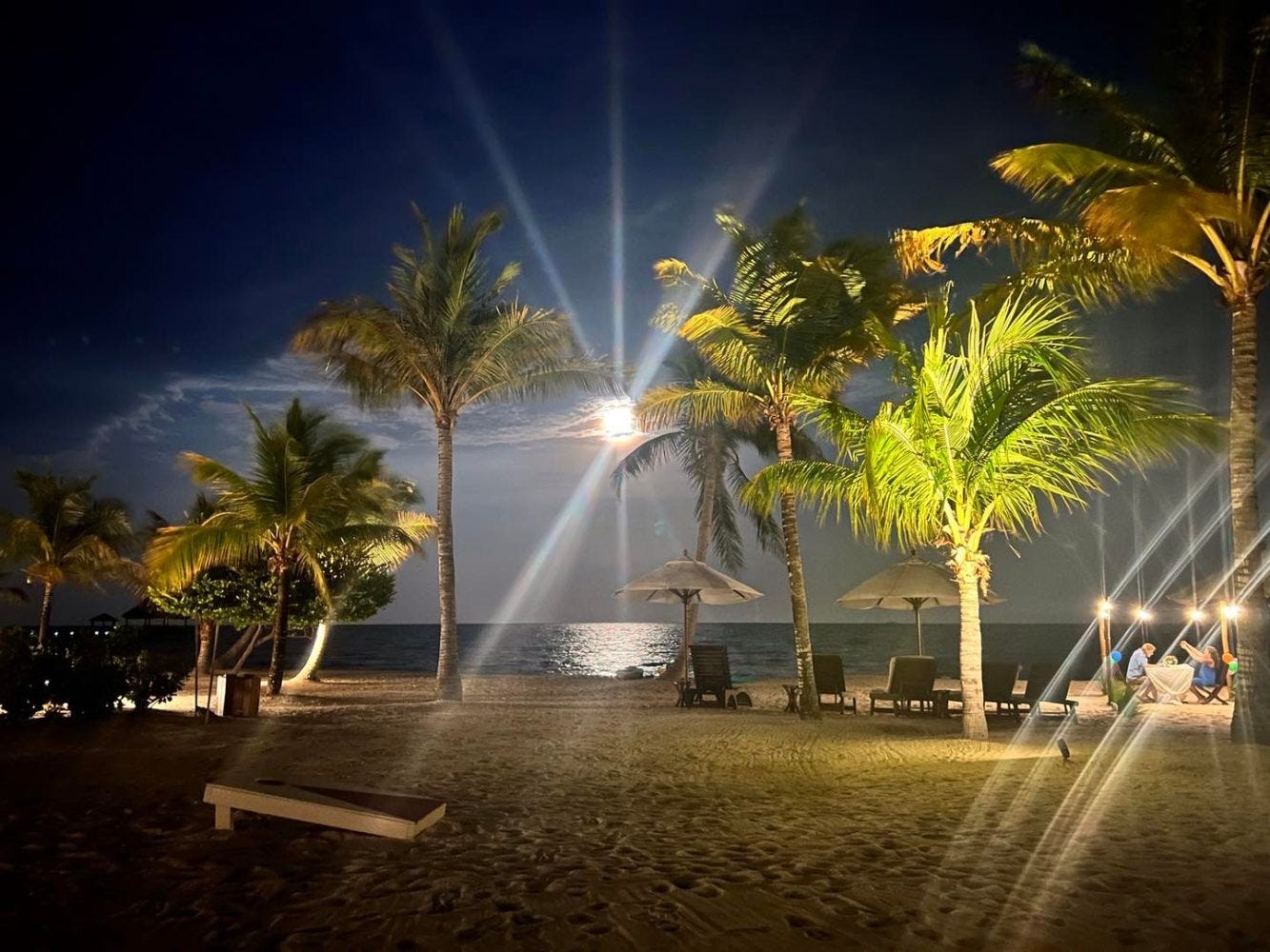Caribbean Beaches At Night