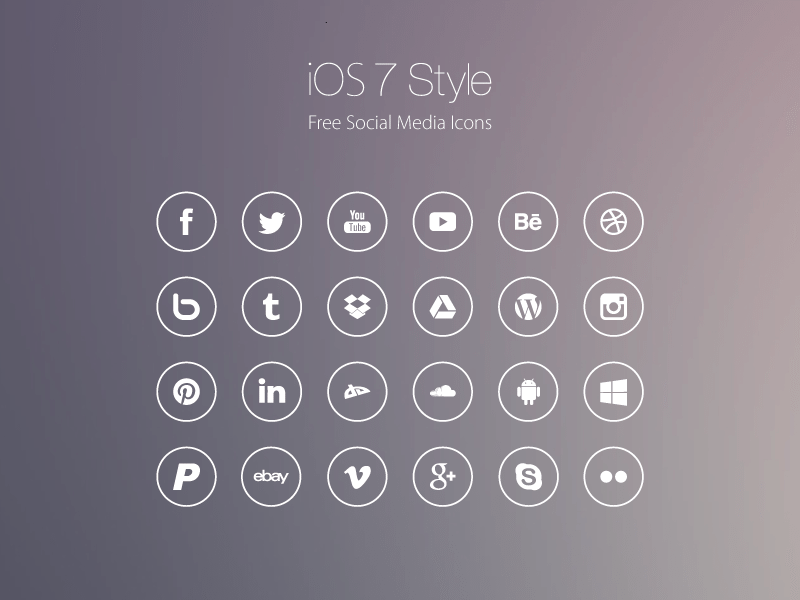 Flat White Social Media Icons