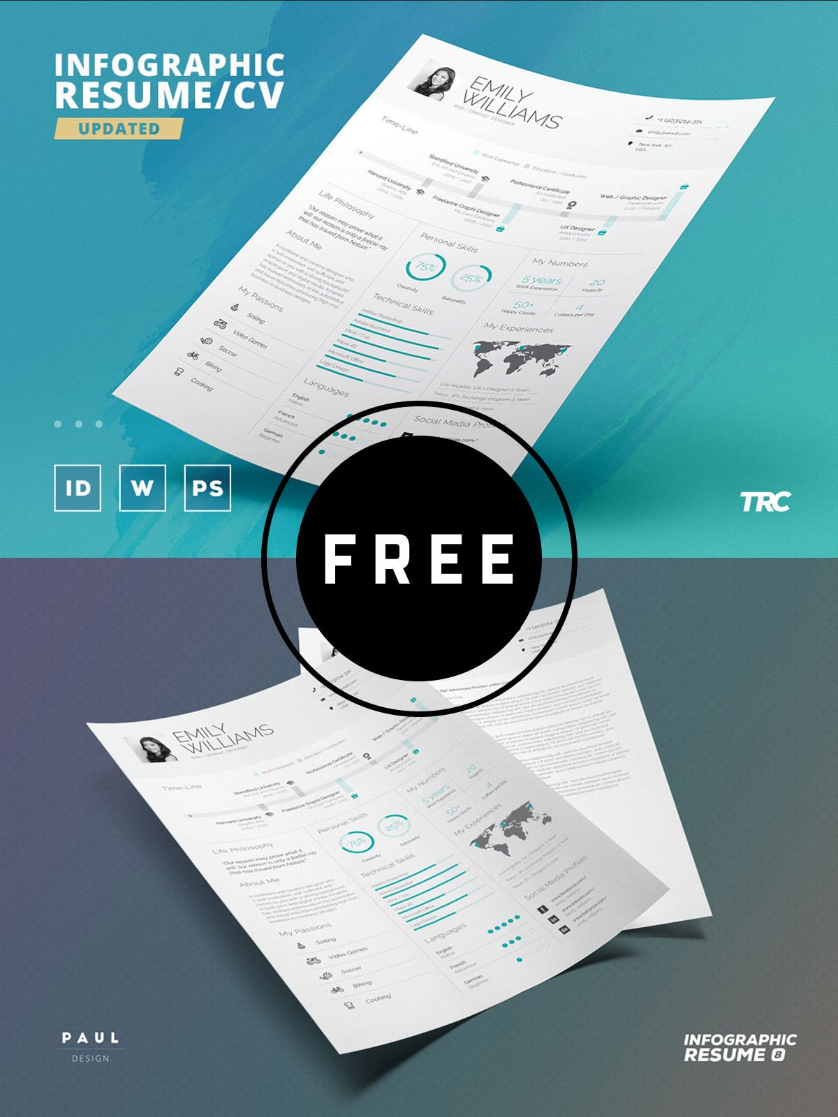 Infographic Resume Editable Template Free