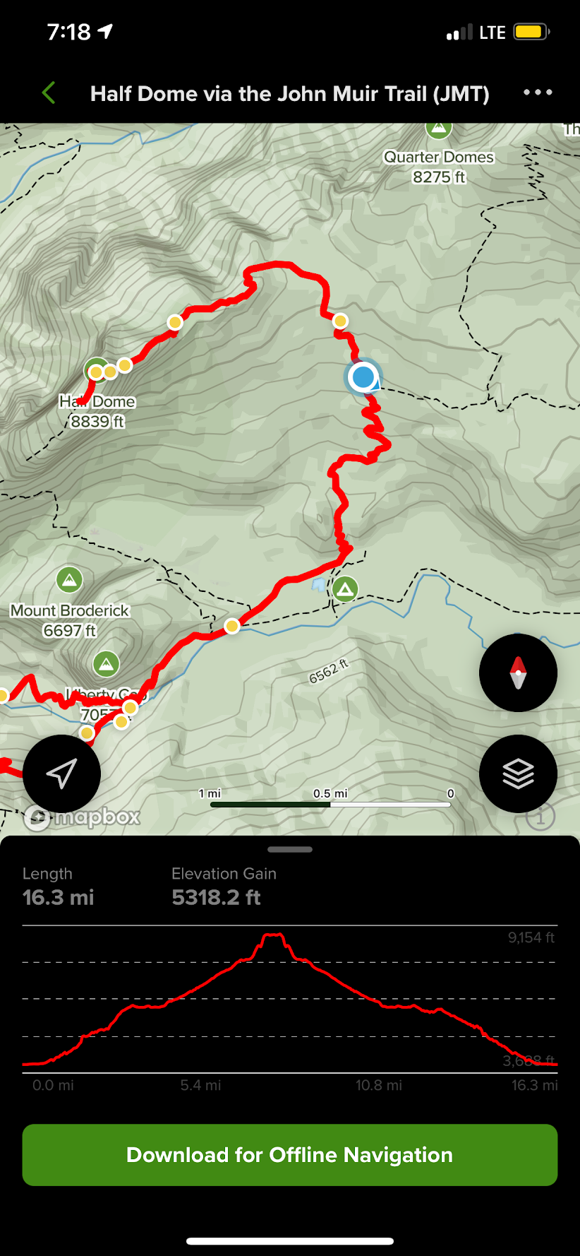 Yosemite Half Dome Hike Map