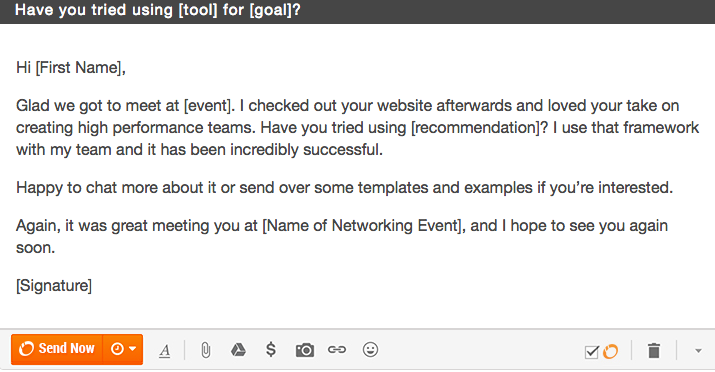 Follow Up Email Sample After Meeting