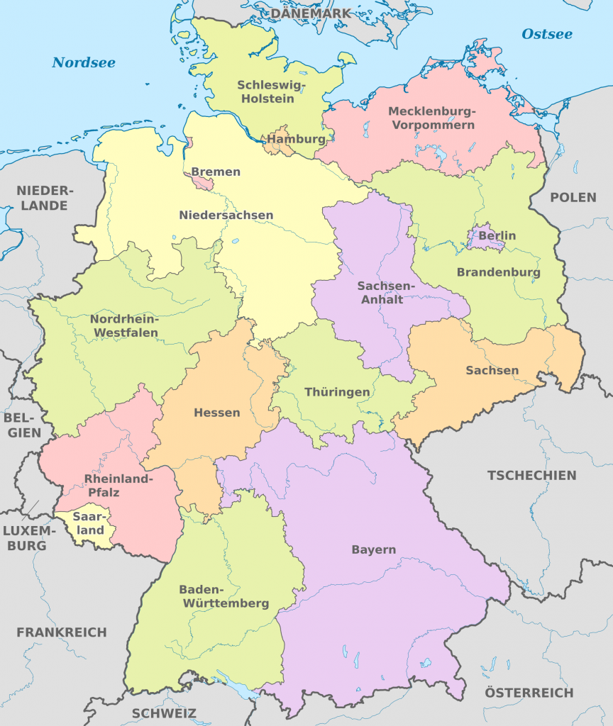 Mappa Degli Stati Tedeschi Stampa “Stati Federali E Città Della