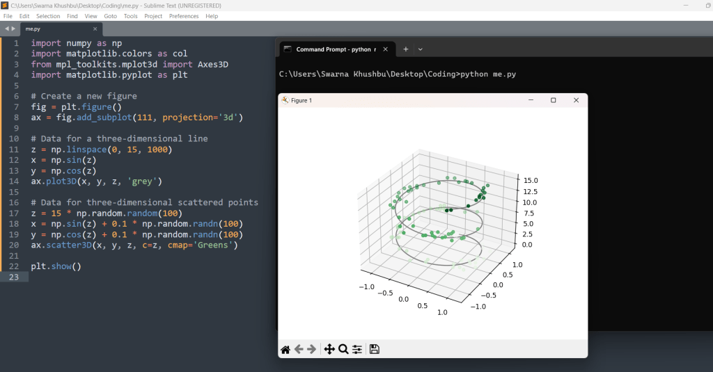 Python Numpy And Matplotlib Visualising Data In 3d Windows 10