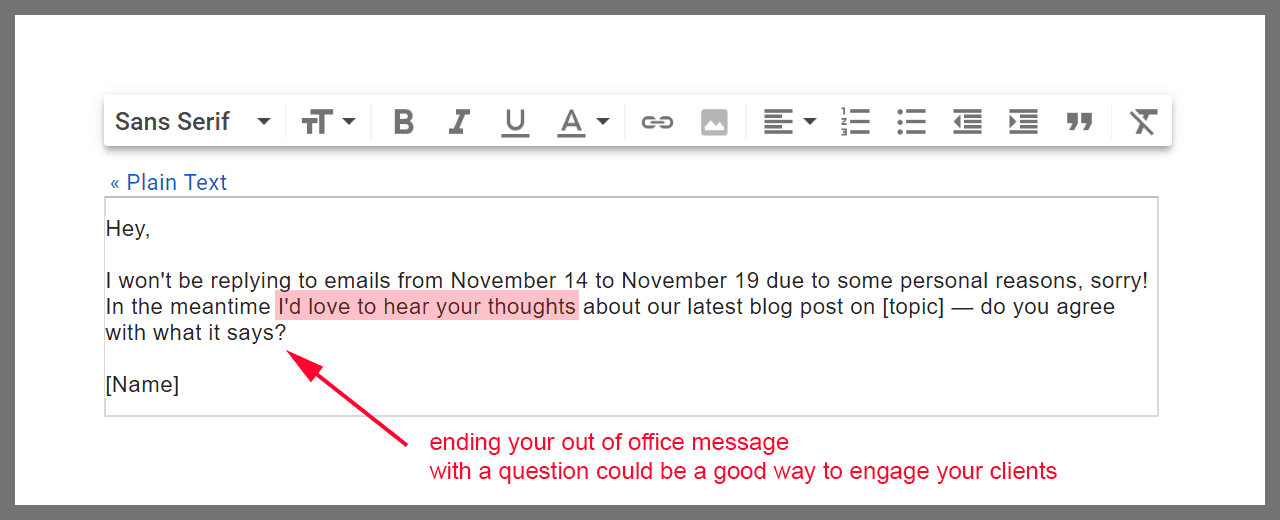 Out Of Office Letter Sample