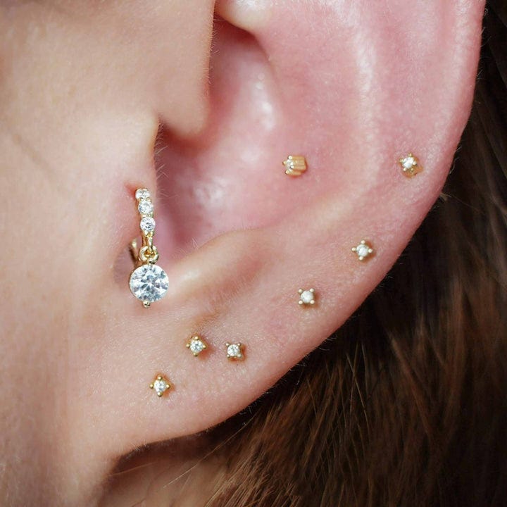 Diamond Tragus Piercings