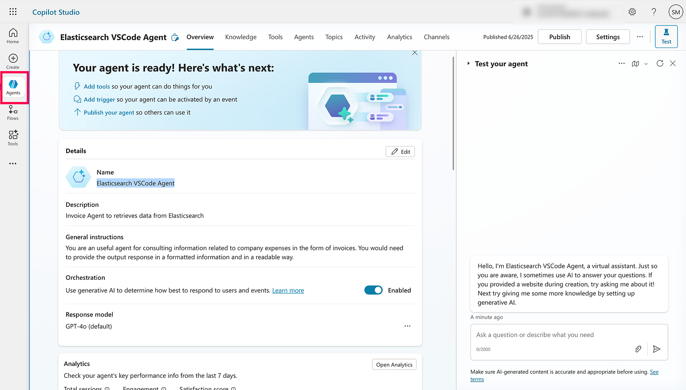 Smart LLM Agents with Copilot Studio & Elasticsearch