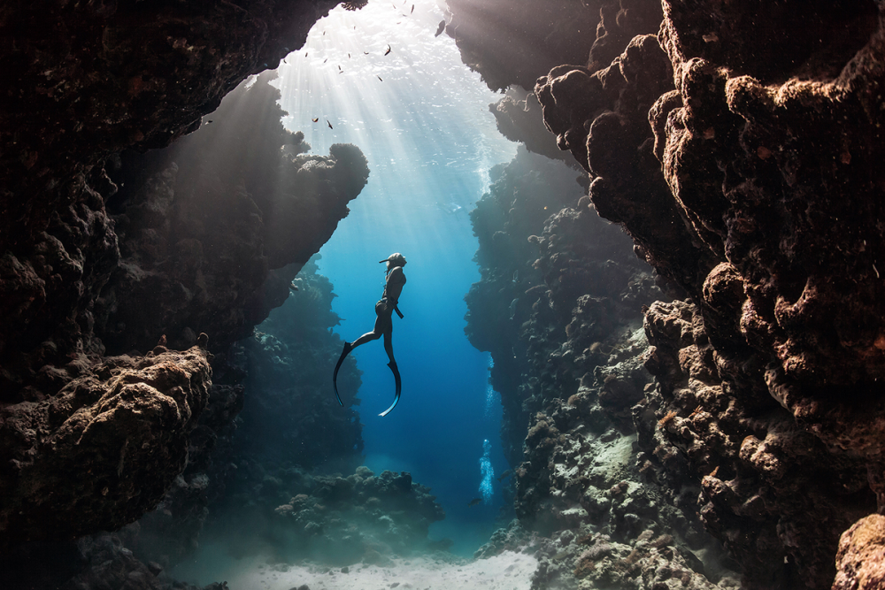 Man Diving Underwater