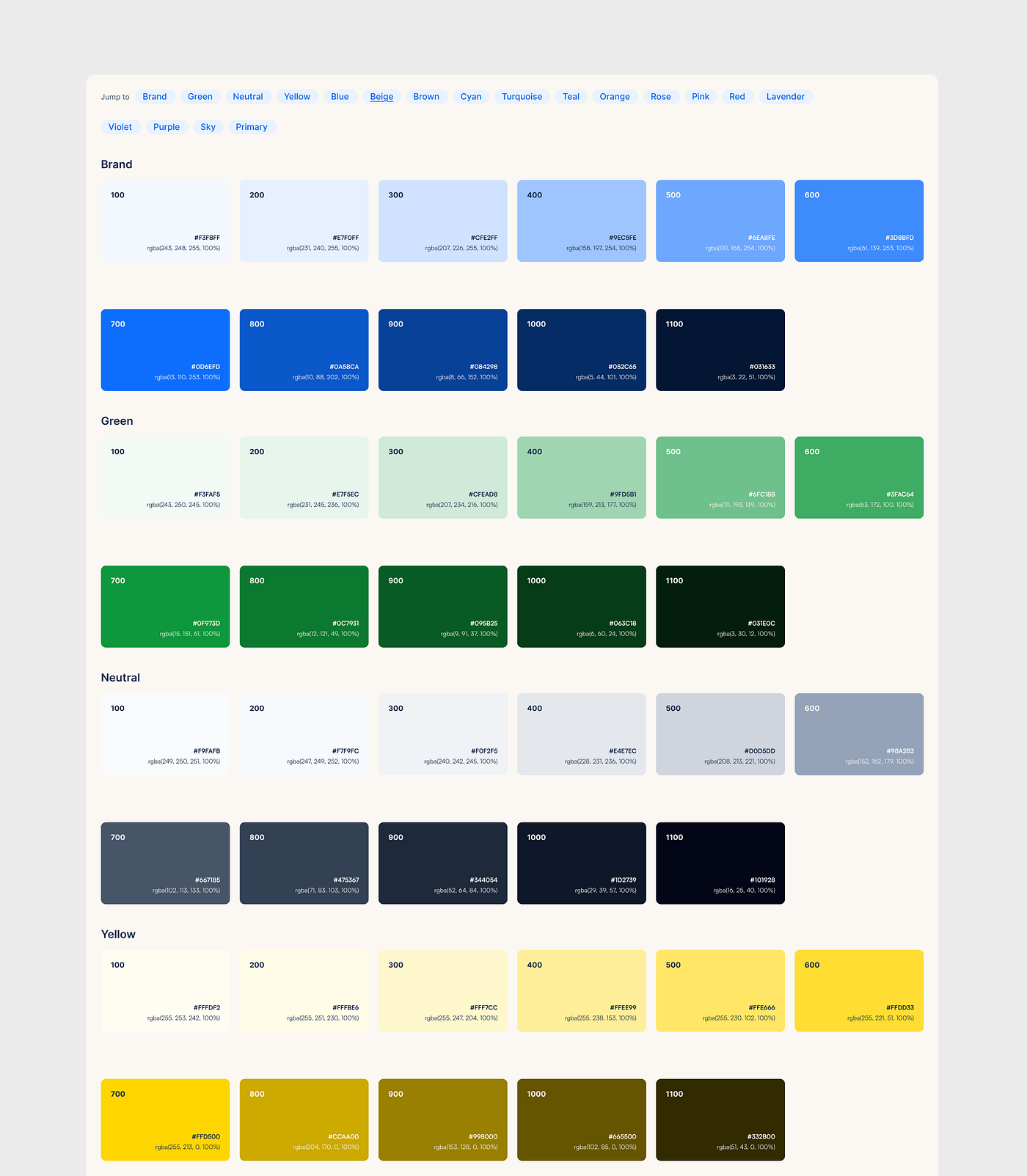 System Color Chart Colors