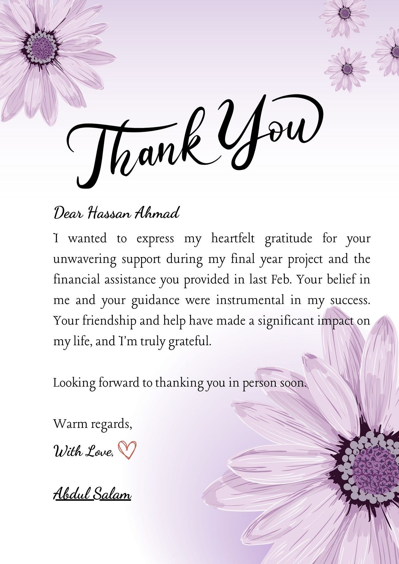Examples Of Heartfelt Thank You