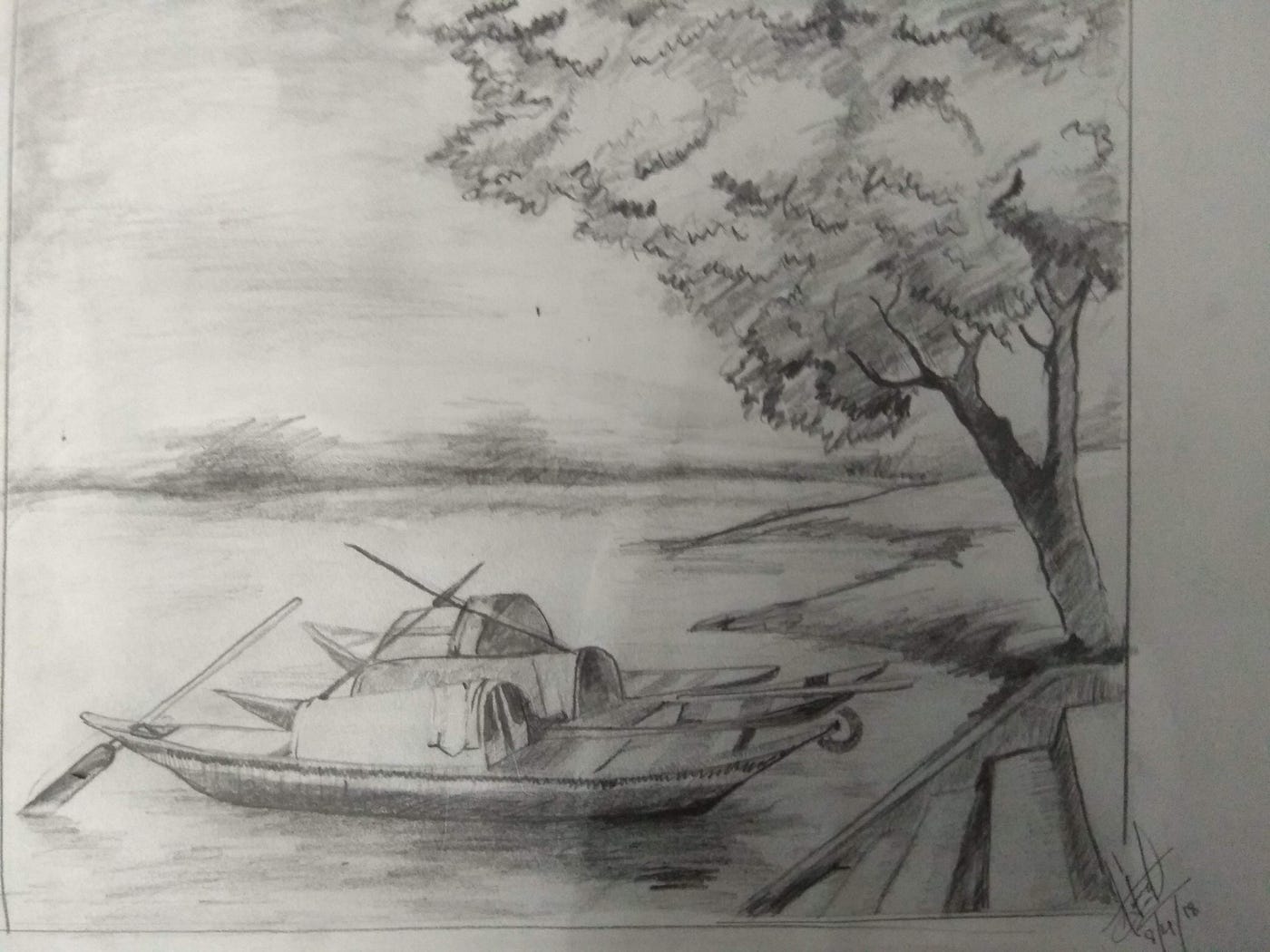 Pencil Sketch Of Nature Beauty