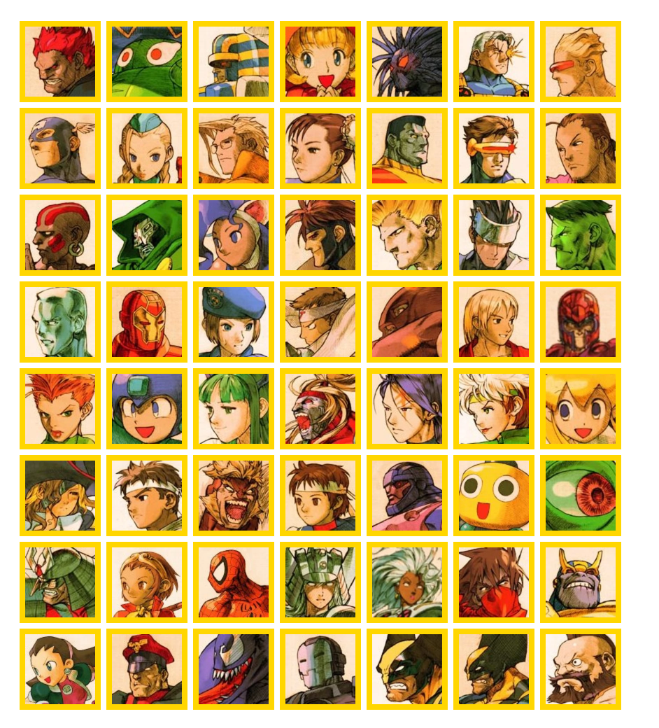 Marvel Vs Capcom 2 Character Selection Screen
