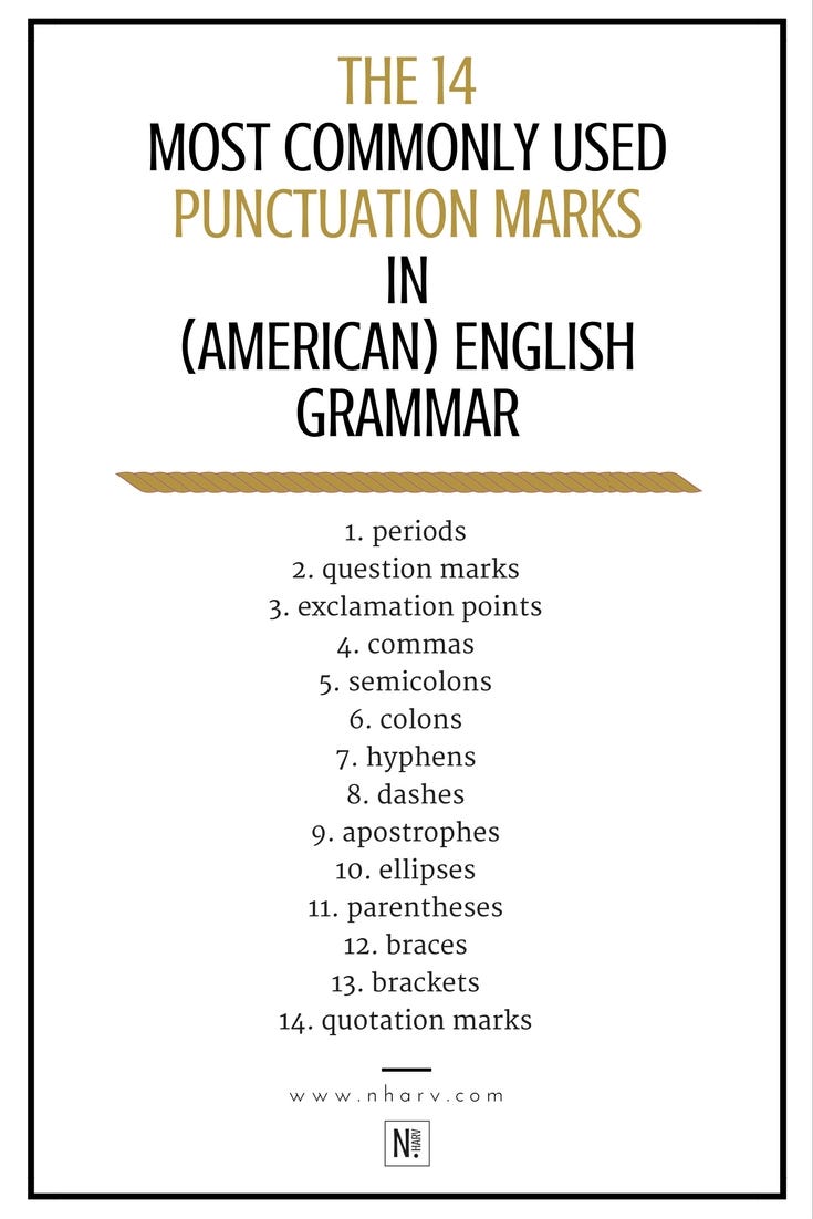 What Are The Fourteen Punctuation Marks In English Grammar