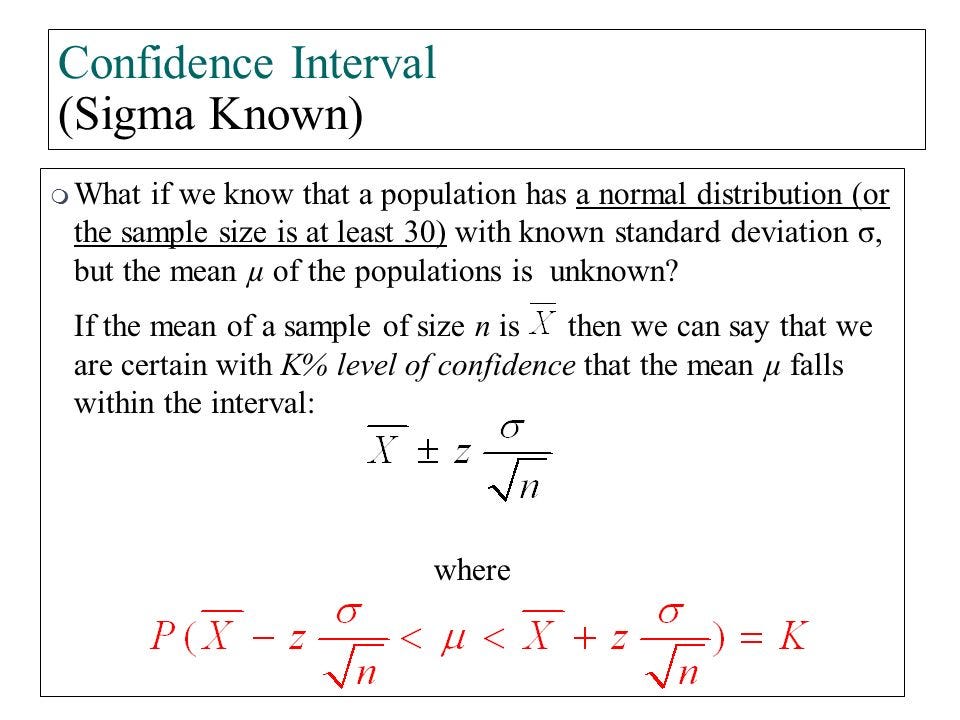 Population Mean Formula Confidence Intervals