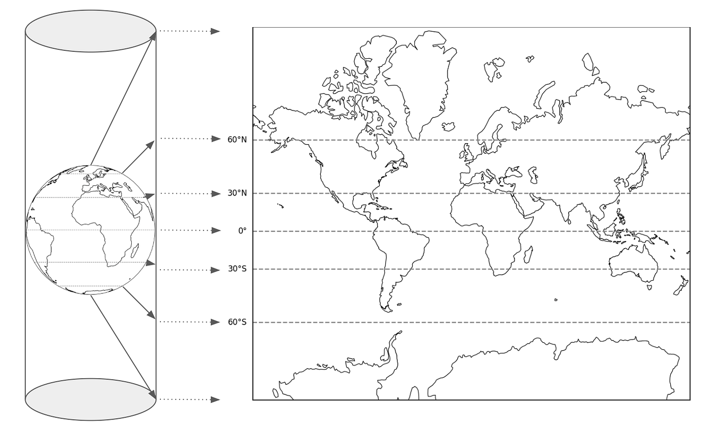 Mercator Projection With Latitude And Longitude