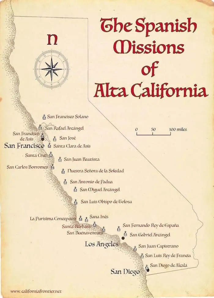 California Mission Trail Map