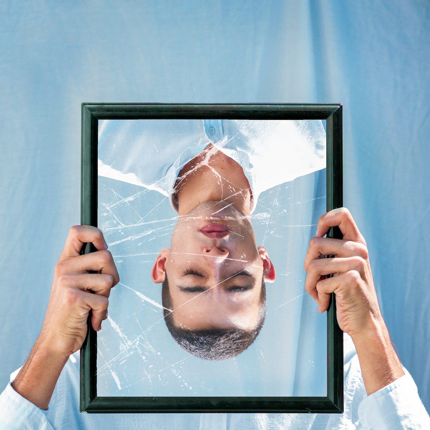 Broken Mirror Reflection Man