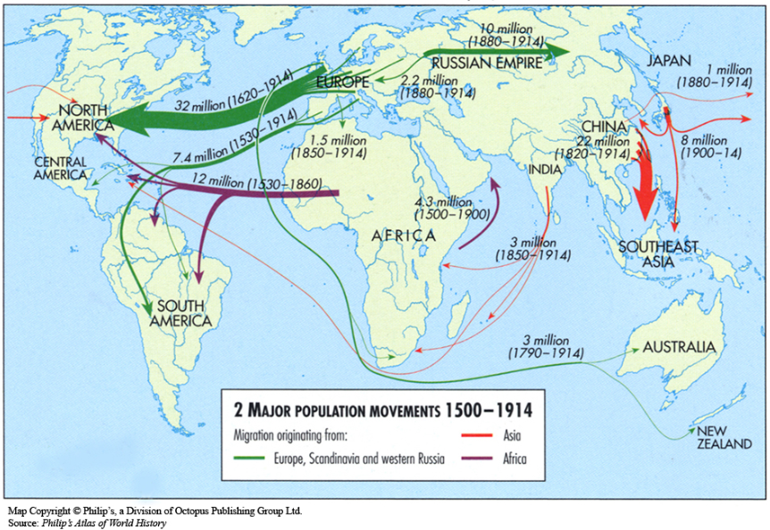 Irish Potato Famine Immigration Map