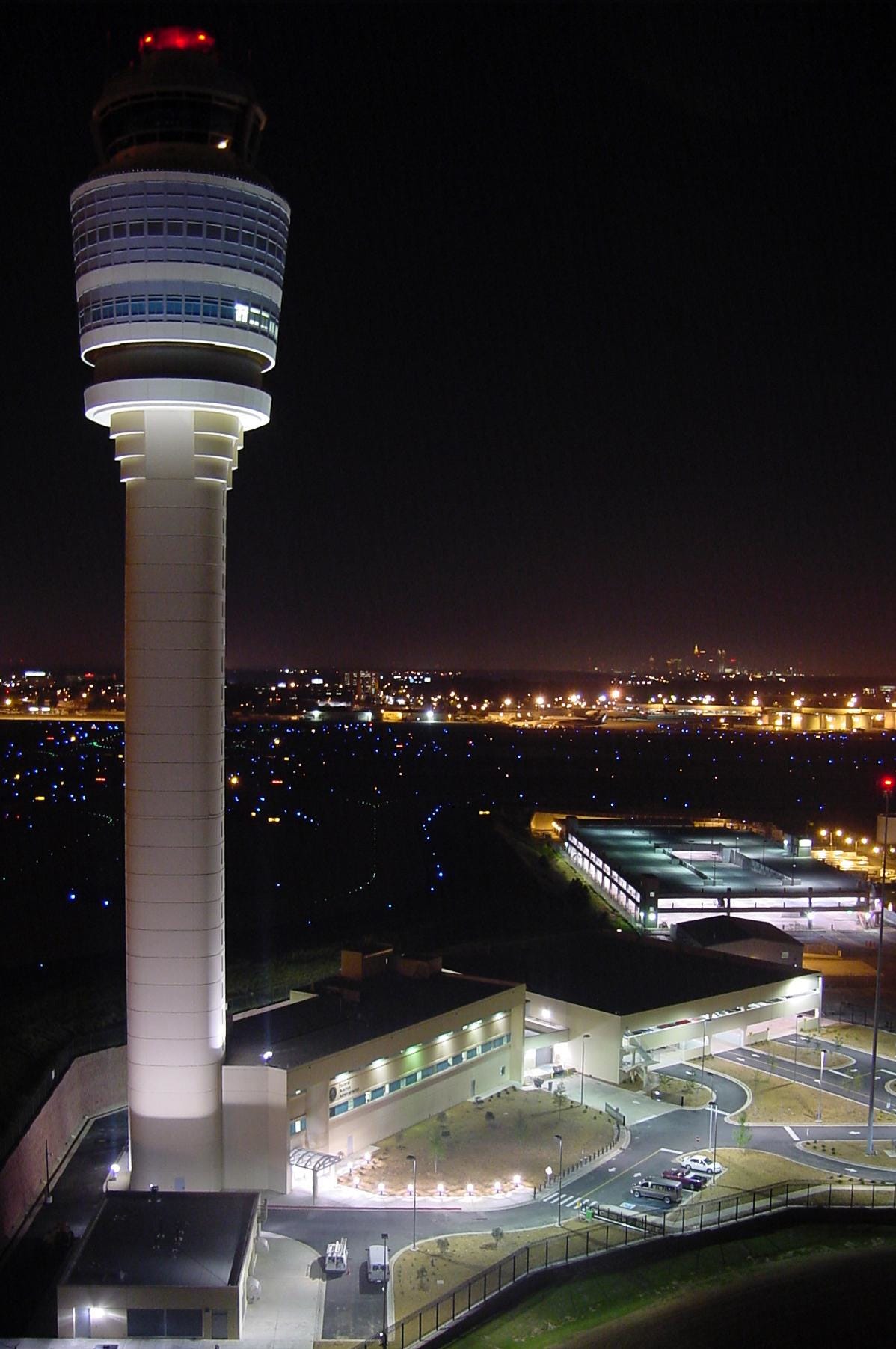 Air Traffic Control Tower At Night
