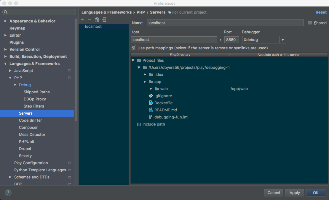 Using Xdebug With Intellij Inside A Docker Container