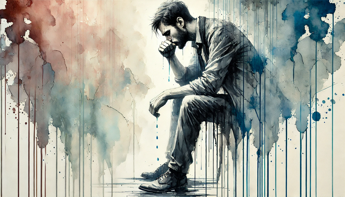 Man Crying Painting