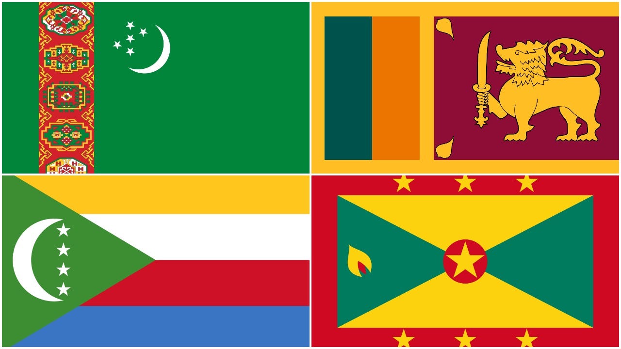 Country Flags Red Blue Green